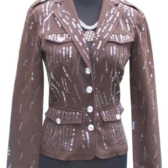 Cache | Jackets & Coats | Cache Sequin Encrusted Gemstone Buttons ...